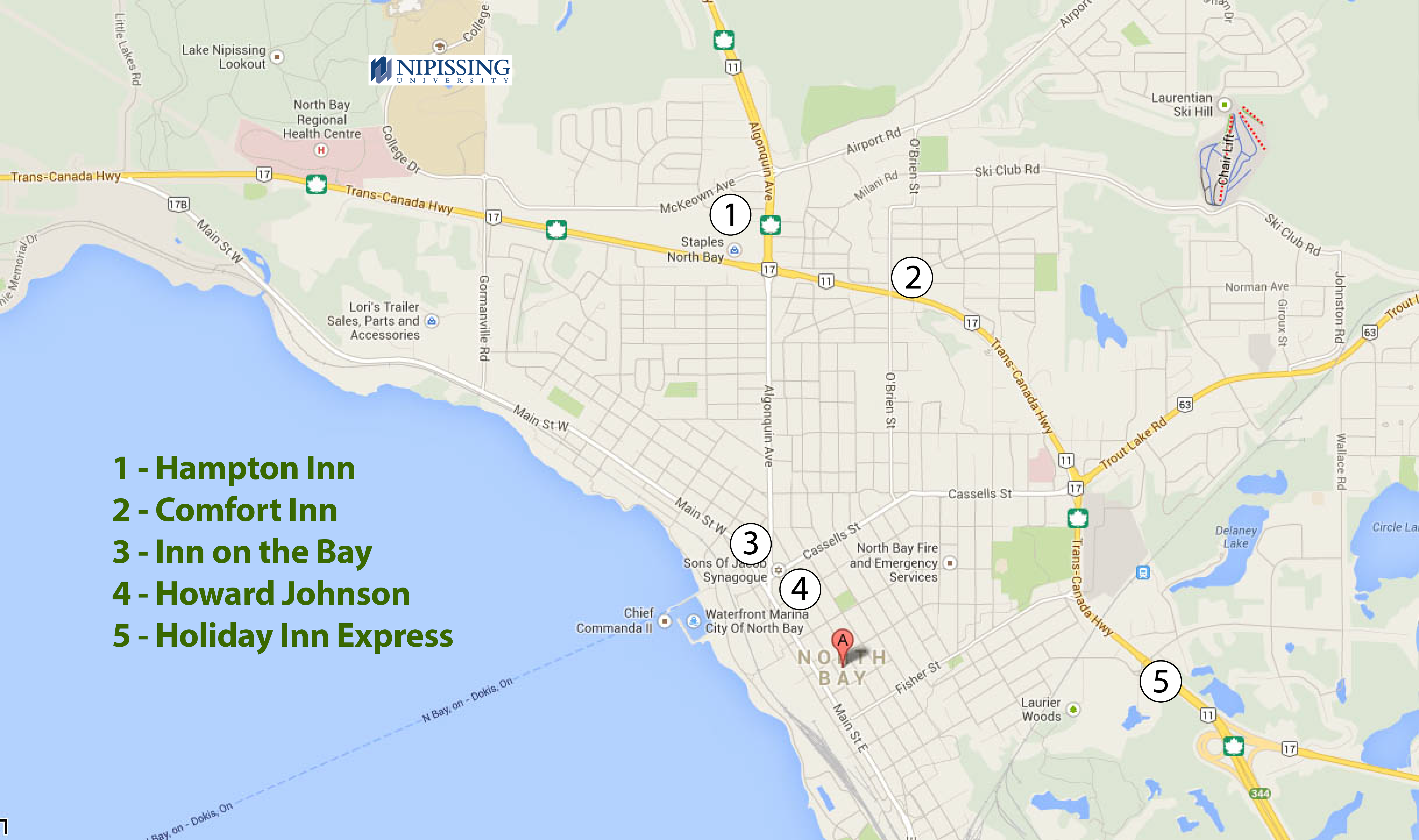 Accommodations Map Nipissing University Accommodations Map Nipissing University