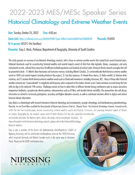 Historical Climatology and Extreme Weather Events | Nipissing University
