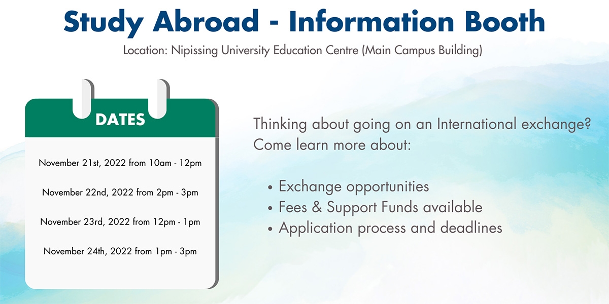 Study Abroad – Information Booth | Nipissing University