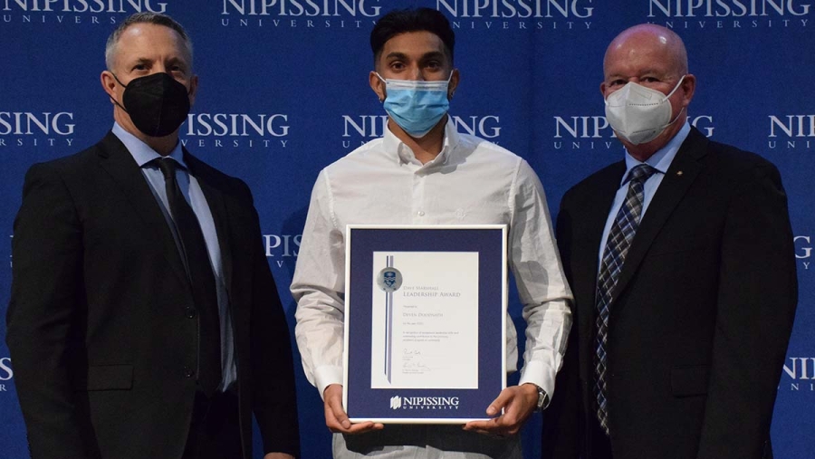 DMLA 2022 Deven Doodnath with President and Chancellor | Nipissing ...