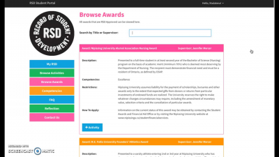 Record of Student Development | Nipissing University