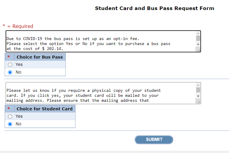 Student Card and Bus Pass Requests | Nipissing University